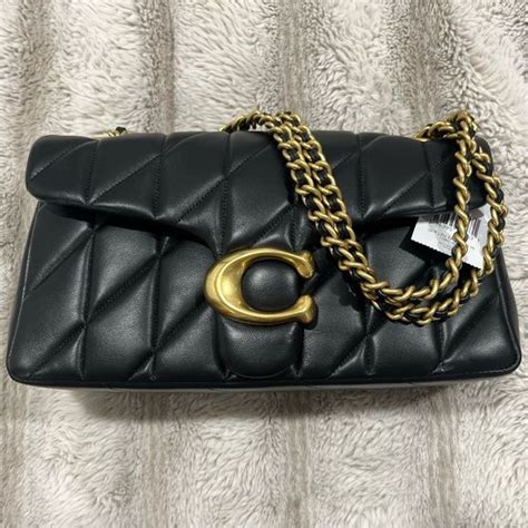 Coach Quilted Tabby 26 Black Leather Bag With Gold Chain Nwt In 2025
