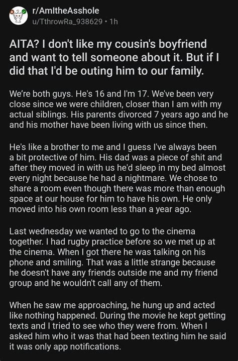 Aita I Dont Like My Cousins Boyfriend And Want To Tell Someone About