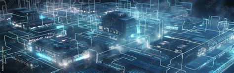 Concept Art Of Cloud Computing With A Network Of Interconnected Data Storage Devices In A Blue