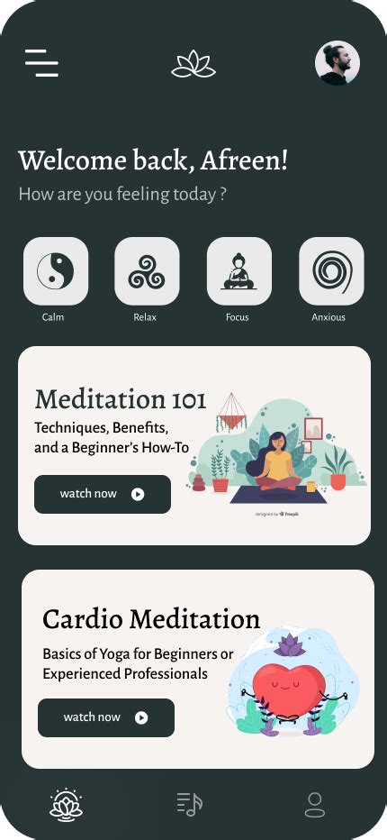 Meditation App UI Design Templete With Prototype Interactive