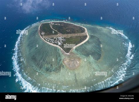 Aerial View Of Lady Elliot Island And Surrounding Coral Reef Southern