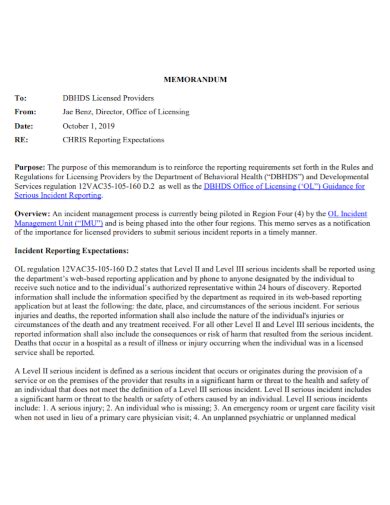 Free 10 Memo Incident Report Samples Critical Progress Police