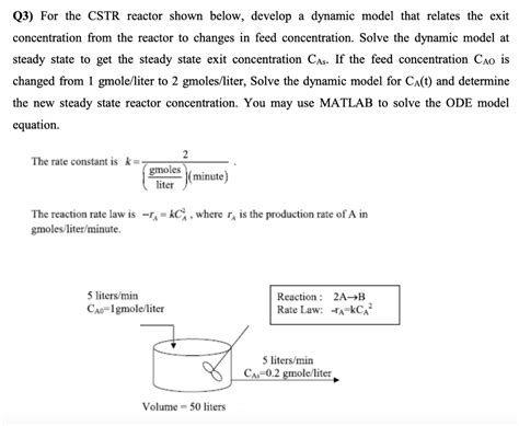 Solved For The CSTR Reactor Shown Below Develop A Chegg