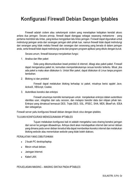 Konfigurasi Firewall Debian Dengan Iptables Pdf