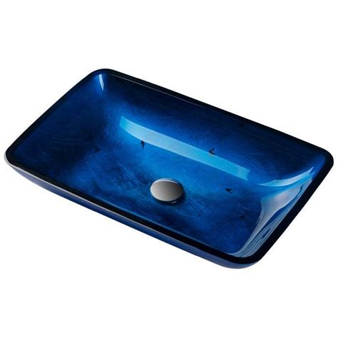 Kraus Irruption Rectangular Glass Vessel Sink In Blue — Directsinks