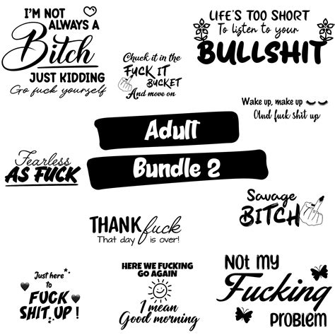 Adult SVG Bundle Sarcastic Bundle Sassy Bundle Swear Cuss Word Bundle Craft Designs Etsy