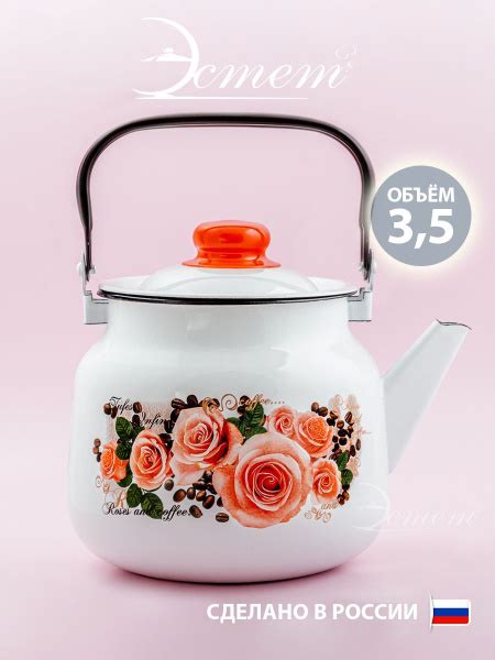 Чайник для газовой плиты 3 5 литра ЭСТЕТ эмалированная сталь гиппоалергенна и подходит для