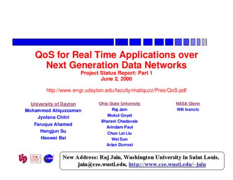 Qos For Real Time Applications Over Next Generation Data Networks