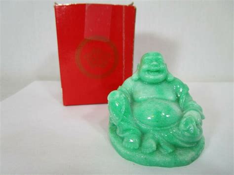 Vintage Heavy Faux Green Jade Resin Laughing Lucky Buddha Statue Ebay