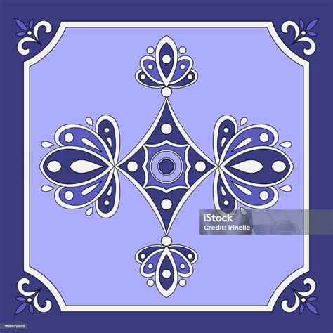 파란과 백색 색깔을 가진 타일 패턴 원활한 벡터입니다 포르투갈 아즈 이탈리아 마 졸리 카 스페인 모로코 멕시코 탈 또는 델 프 트 네덜란드 세라믹 디자인 0명에 대한 스톡