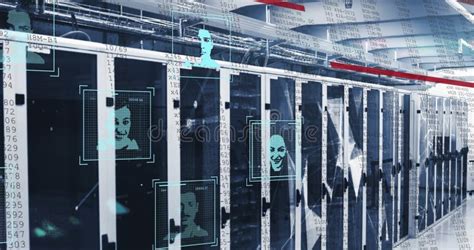 Animation Of Multiple Profile Icons And Plexus Networks Against Computer Server Room Stock Video