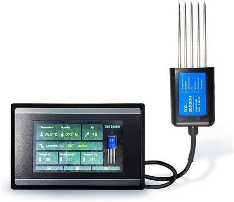 Measuring And Logging Soil Moisture Temperature Humidity Ec Ph Npk Sensor With Hmi Touch Screen