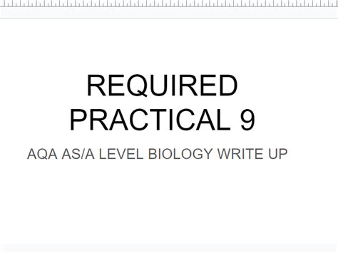A Level Aqa Biology Required Practical 9 Teaching Resources