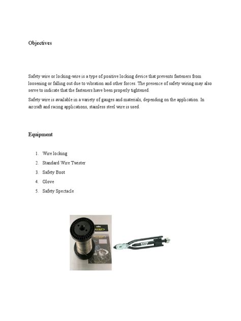 Safety Wire Locking Pdf Industrial Processes Manufactured Goods