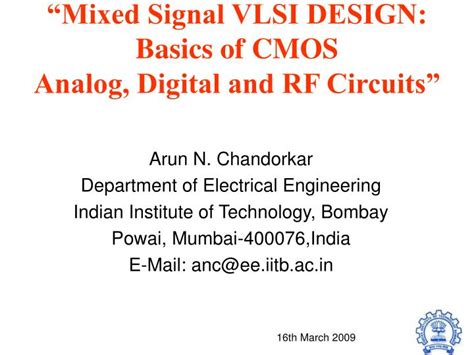 Ppt “mixed Signal Vlsi Design Basics Of Cmos Analog Digital And Rf Circuits” Powerpoint