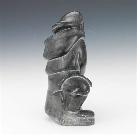 Lui Escoto Traditional Large Heavy Inuit Carved Stone Of A Man With A