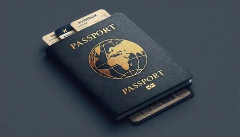 Passport With Boarding Pass Tucked Inside Displaying A Golden World Map