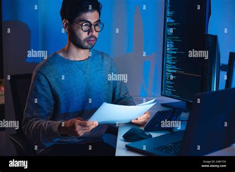 Indian Software Development Working On Coding Computer Screen And