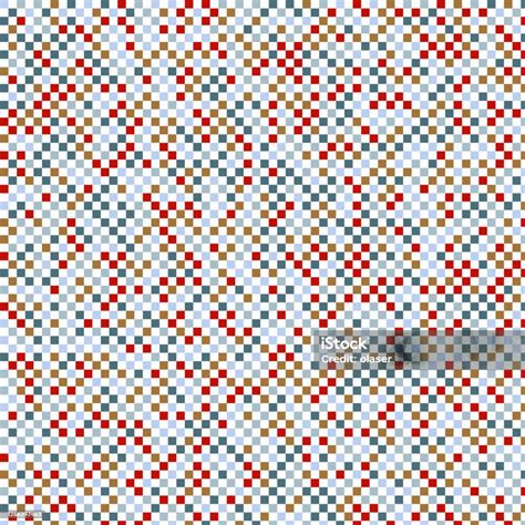 작은 사각형 모양 패턴 5 세트에서 임의의 색상 매 초마다 건너뛰고 배경을 표시하여 체스 패턴을 형성합니다 모든 모양은 개별적으로 색칠됩니다 0명에 대한 스톡 벡터 아트 및