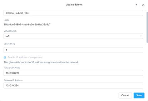 unable to create internal subnet for vm to vm connectivity nutanix community