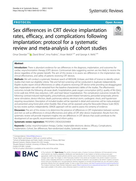 Pdf Sex Differences In Crt Device Implantation Rates Efficacy And Complications Following