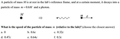 solved particle of mass m is at rest in the lab reference frame and