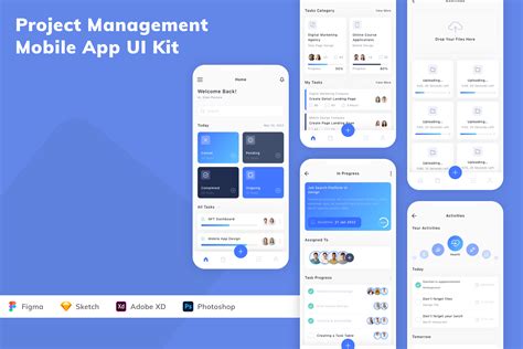 Project Management Mobile App Ui Kit Graphic By Betush · Creative Fabrica