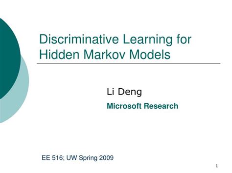 Ppt Discriminative Learning For Hidden Markov Models Powerpoint Presentation Id1283455