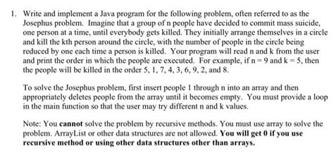 Solved 1 Write And Implement A Java Program For The