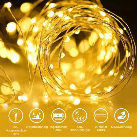Happy Goods Solar Tuinverlichting Op Zonneenergie 200 LED Lichtsnoer Buiten 20 M Bol