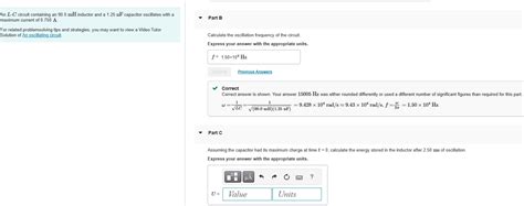 Solved An L C ﻿circuit Containing An 90 0mh ﻿inductor And A