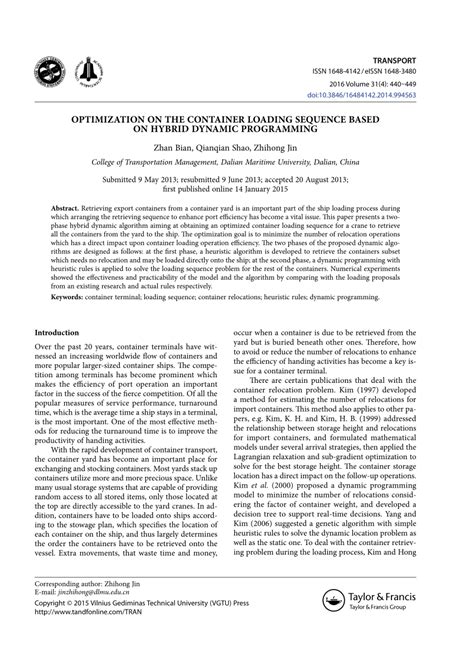 Pdf Optimization On The Container Loading Sequence Based On Hybrid