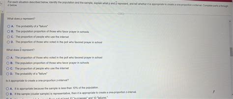 Answered For Each Situation Described Below Identify The Population