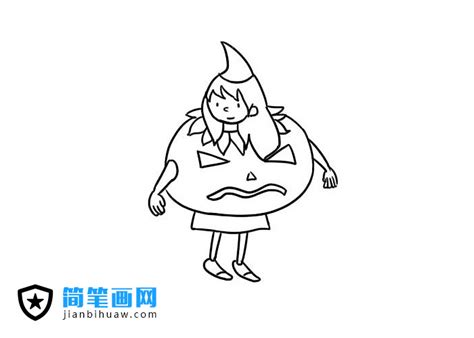 南瓜女孩简笔画图片含上色 简笔画网