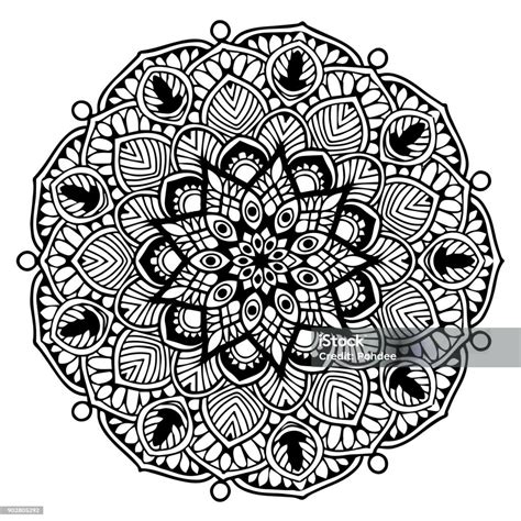 만다라 색칠에 대 한입니다 장식 둥근 장식품입니다 특이 한 꽃 모양입니다 동양 벡터 안티 스트레스 치료 패턴입니다 디자인 요소를 짜 다 요가 로고 벡터 0명에 대한 스톡