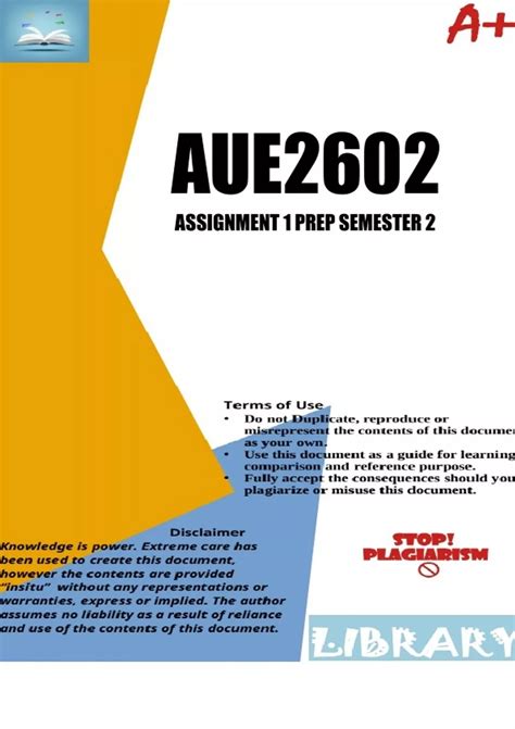 Aue2602 Assignment 2a And 2b Semester 1 Bundle 2024 Stuvia Us