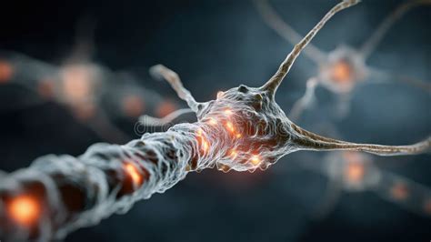 Close Up Of Neurons With Glowing Synapses Highlighting Neural Connections And Brain Activity