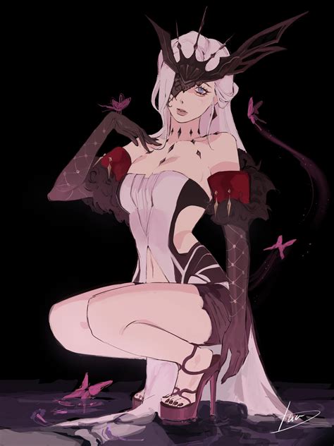 Signora And Crimson Lotus Moth Genshin Impact Drawn By Dacocobeossss Danbooru