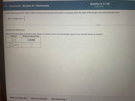 Solved Homework Section 2 1 Homework Question 6 2 1 26