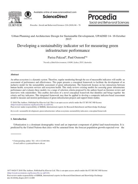 Developing A Sustainability Indicator Set For Me 2016 Procedia Social