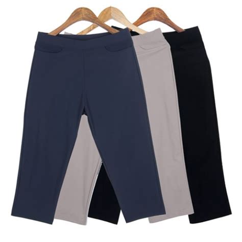 여성 빅사이즈 냉감 무지 7부 스판 바지 온채널