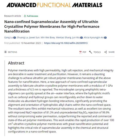 Prof Alicia An And Her Teams Research Paper On Nano Confined