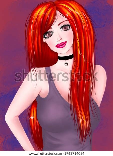Sexy Redhead Girl Big Eyes Stock Illustration 1963714054 Shutterstock