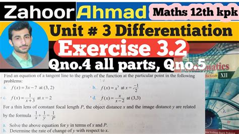 Lec 34 Exercise 3 2 Qno 4 Qno 5 Class 12 Maths Kpk Board Exercise 3 2 Class 12th Maths Kpk
