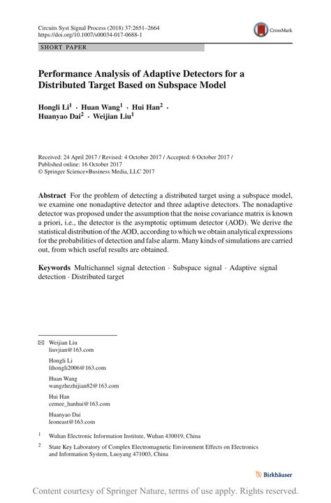 Performance Analysis Of Adaptive Detectors For A Distributed Target Based On Subspace Model