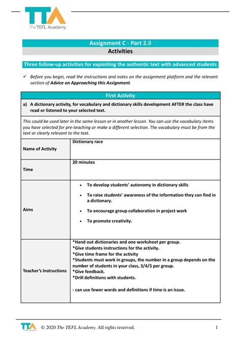 The Tefl Academy Assignment A C Tefl Academy Level 5 Stuvia Sa