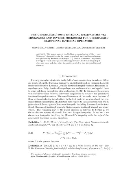 Pdf The Generalized Some Integral Inequalities Via Minkowski And