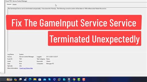 Fix The Gameinput Service Service Terminated Unexpectedly And Pc Crashes After Gaming Youtube