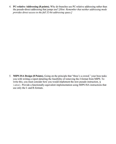 pc relative addressing 8 points why do branches