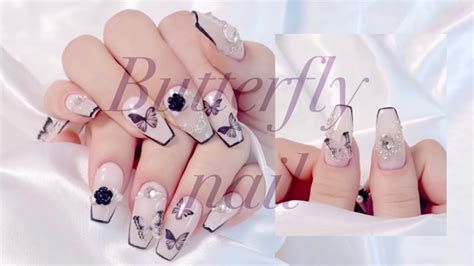 Self Nail 씬프렌치와 나비조합🦋🖤 • 폴리젤 연장 • 셀프네일 Youtube